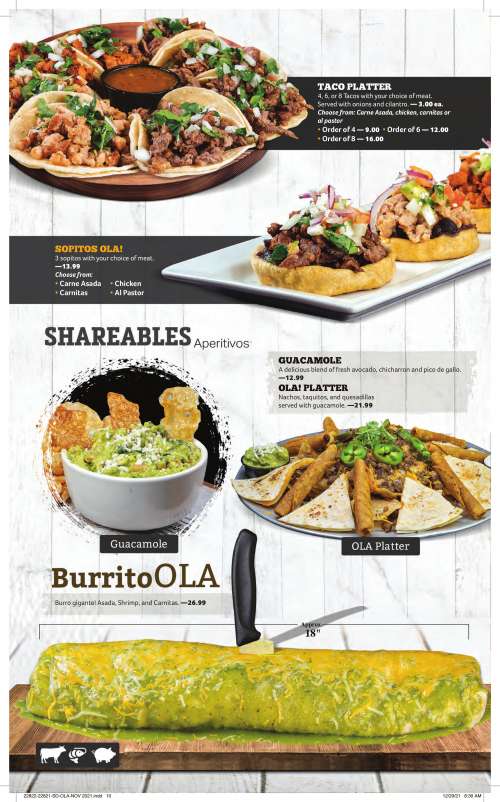 OLA Restobar Downey menu in Downey, California, USA