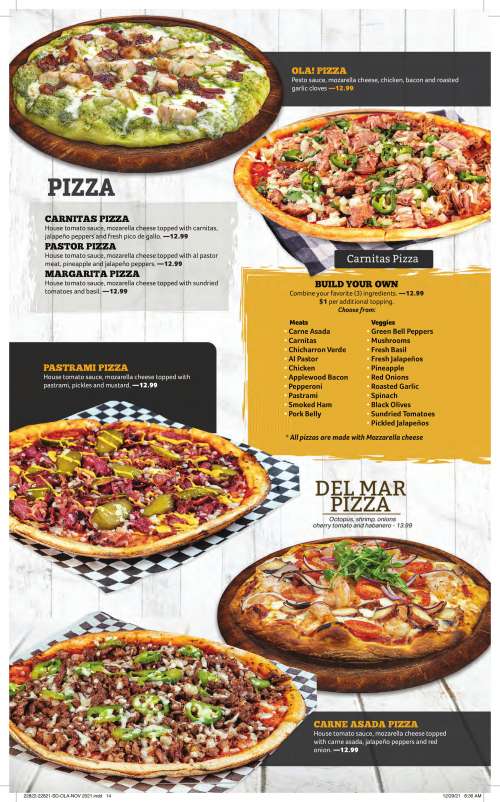 OLA Restobar Downey menu in Downey, California, USA