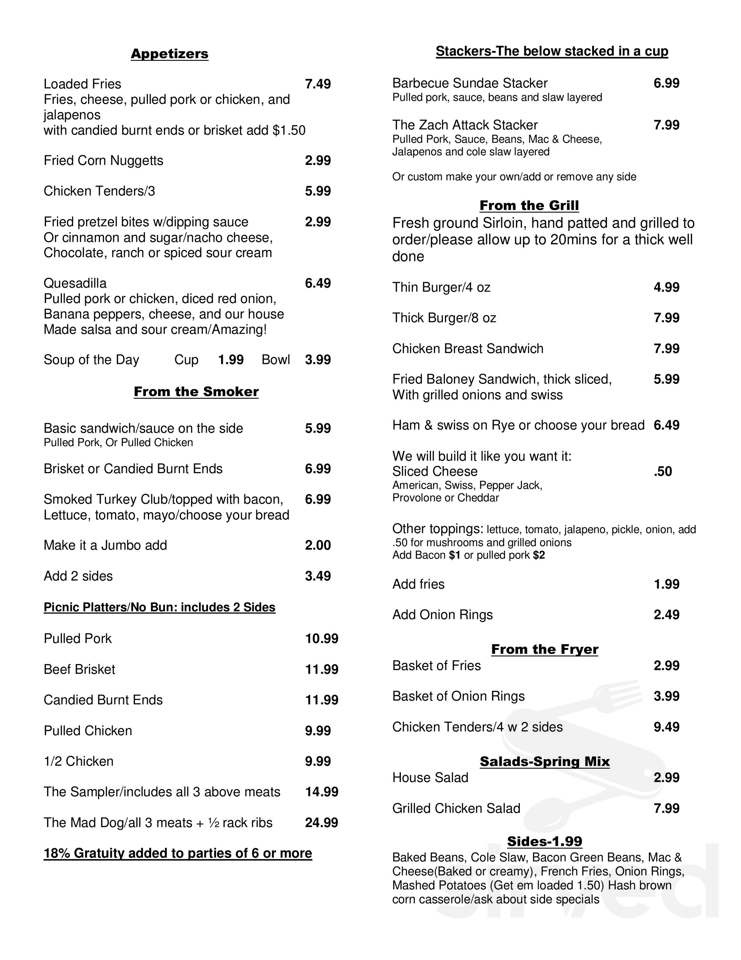 7 Miles Smokehouse menu in Chillicothe, Ohio, USA