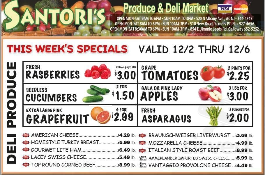 Menu for Santori's Produce & Deli Market in Galloway, New Jersey ...