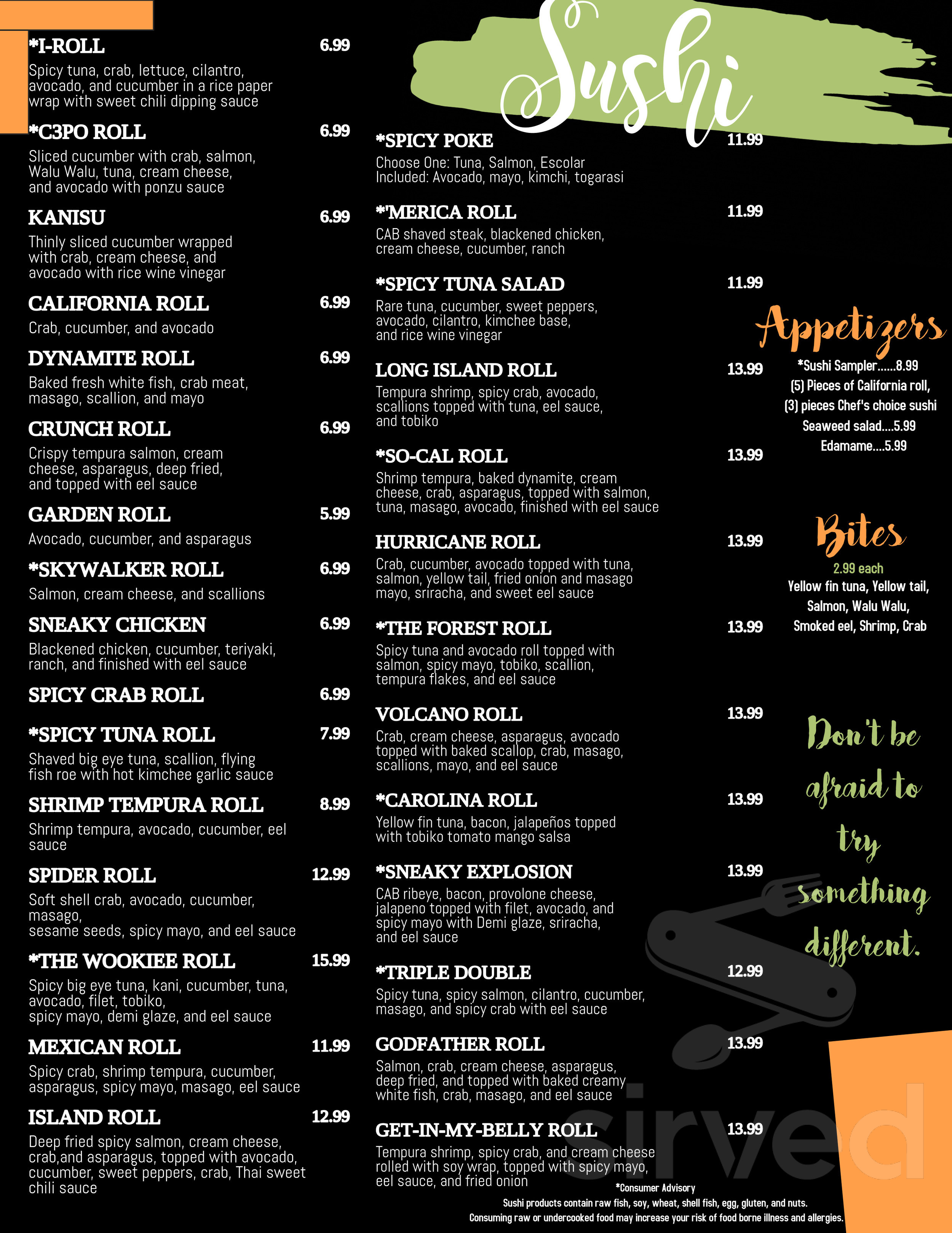 Menu for The Sneaky Beagle in Myrtle Beach, SC | Sirved