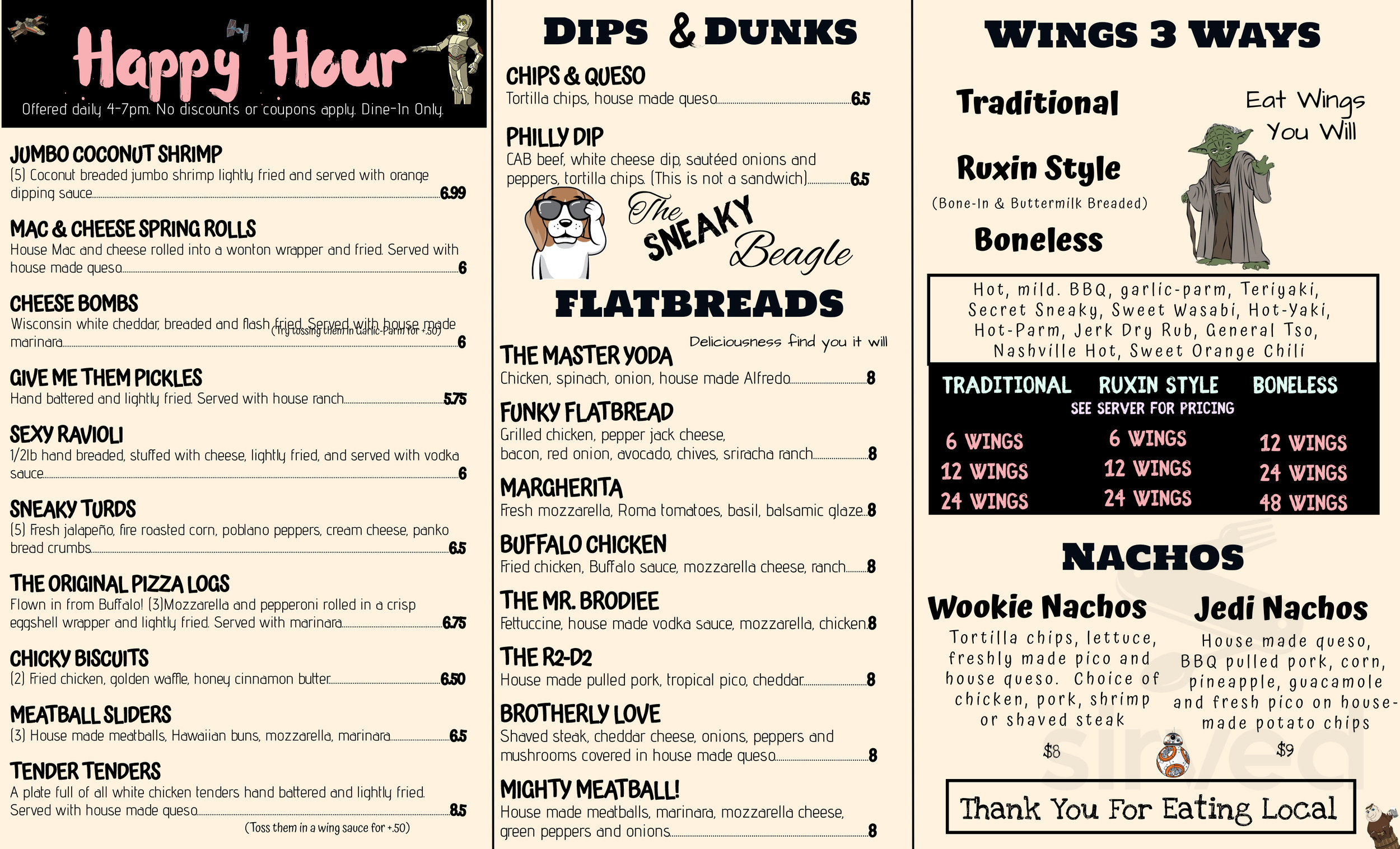 Menu for The Sneaky Beagle in Myrtle Beach, SC | Sirved