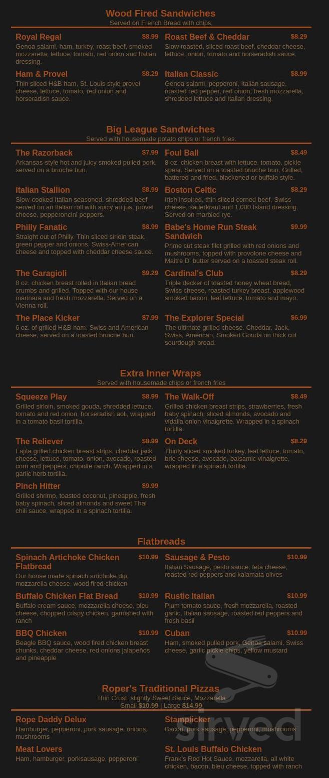 Ropers Regal Beagle menu in Godfrey, Illinois, USA