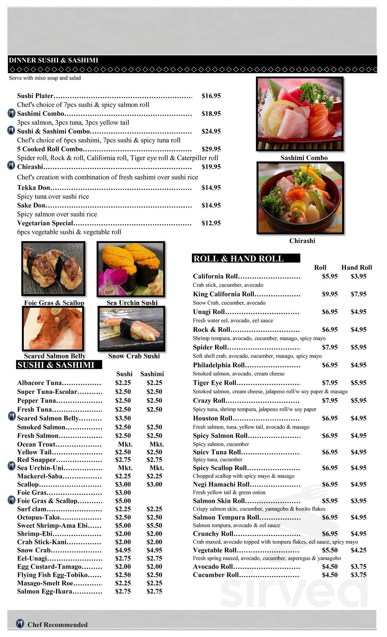 Kawa Sushi menu in Houston, Texas, USA