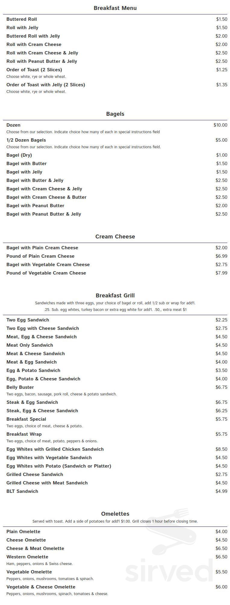 Madison Deli menu in South Amboy, New Jersey, USA