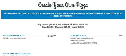 Menu for Mariner Pizza in Sidney, BC | Sirved