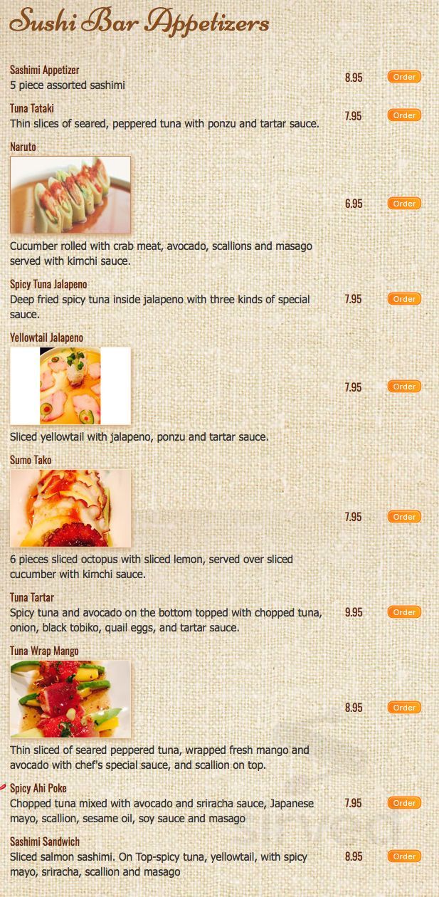 Sumo Japanese Steakhouse & Sushi Restaurant menu in Wenatchee ...