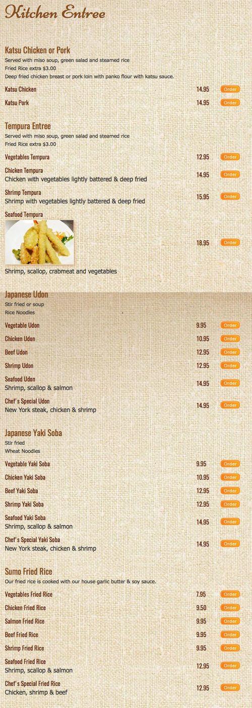 Sumo Japanese Steakhouse & Sushi Restaurant menu in Wenatchee ...