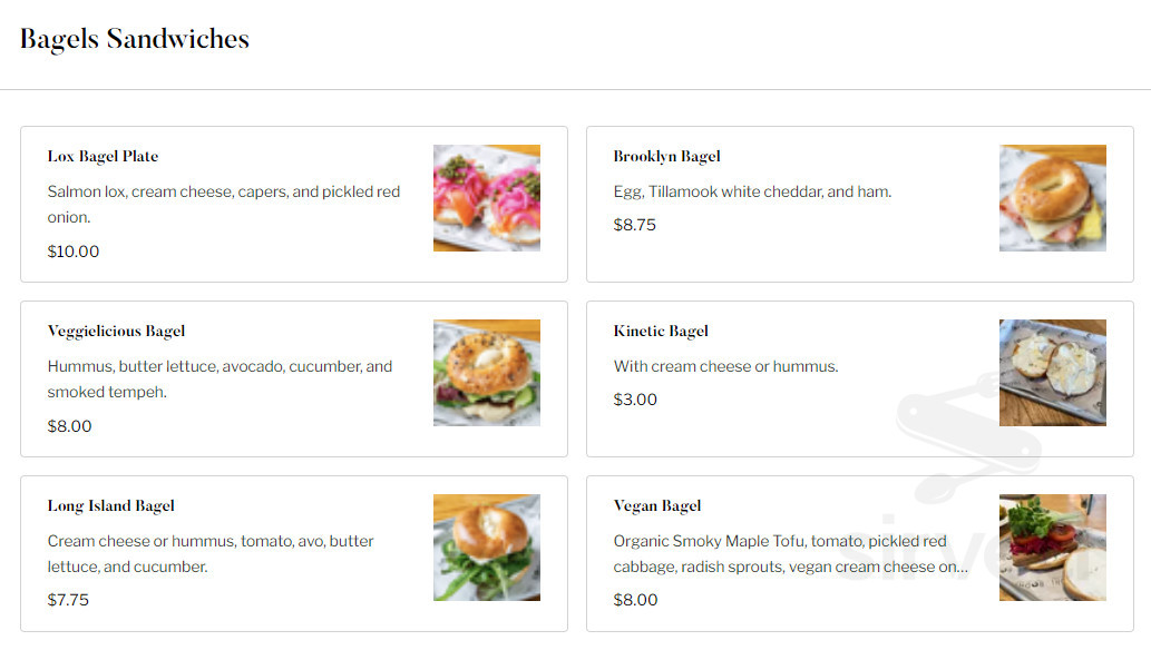 Bodhi Cafe and Bakery menu in Corvallis, Oregon, USA