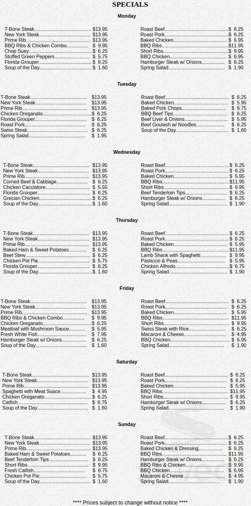 Valois Restaurant menu in Chicago, Illinois, USA