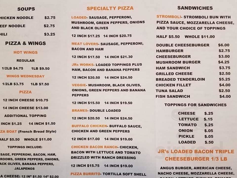 Menu for JR's Bar in Jasper, IN | Sirved