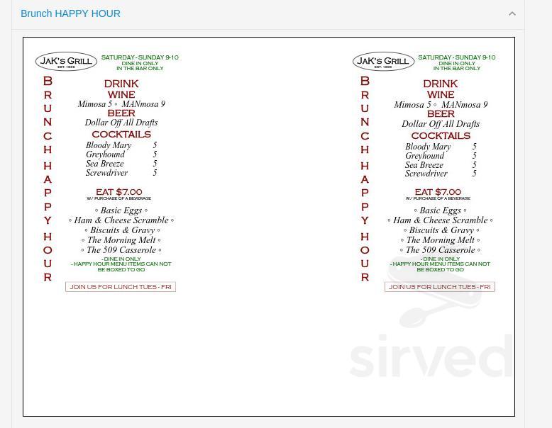 Jak's Grill menu in Issaquah, Washington, USA