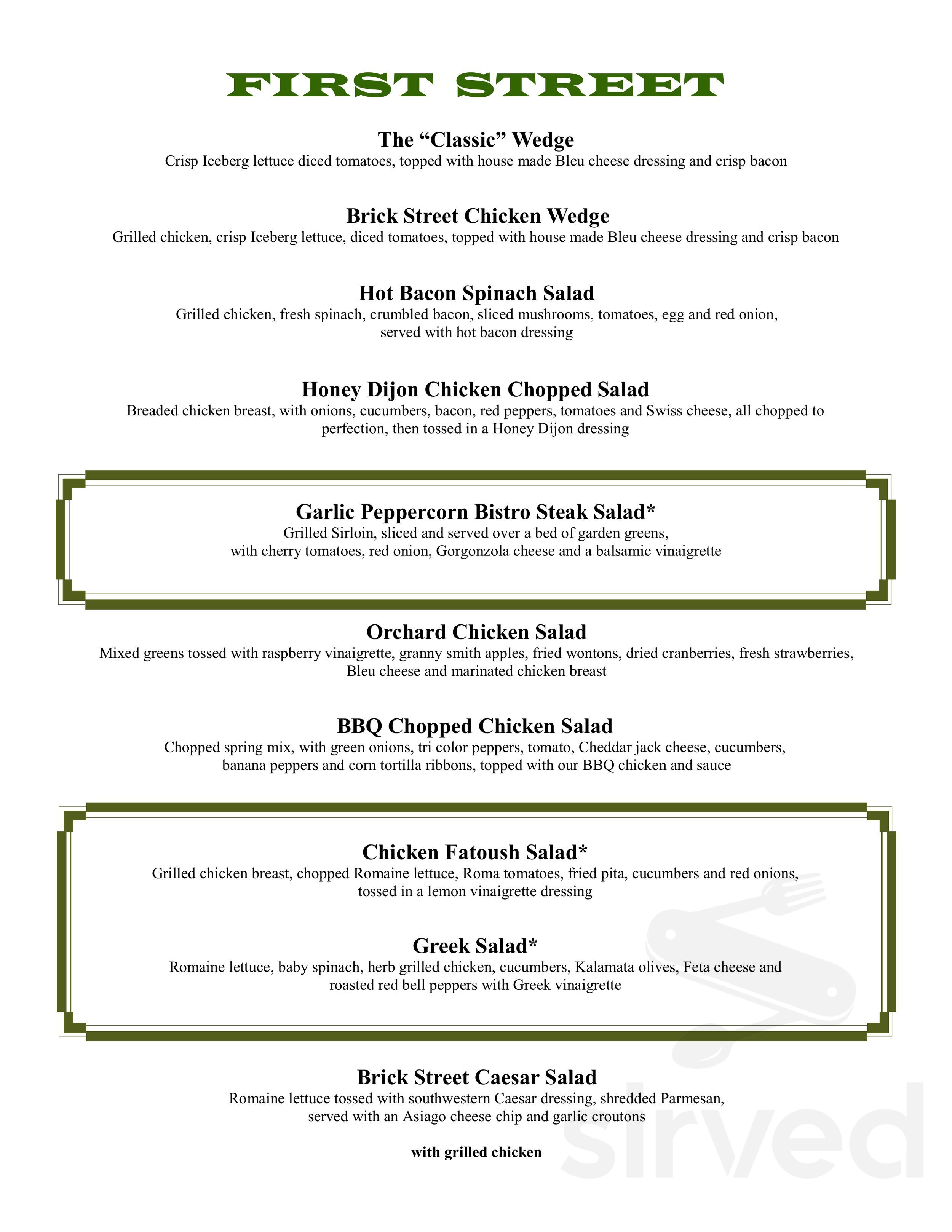 Brick Street of Grand Blanc menus in Grand Blanc, Michigan, United States