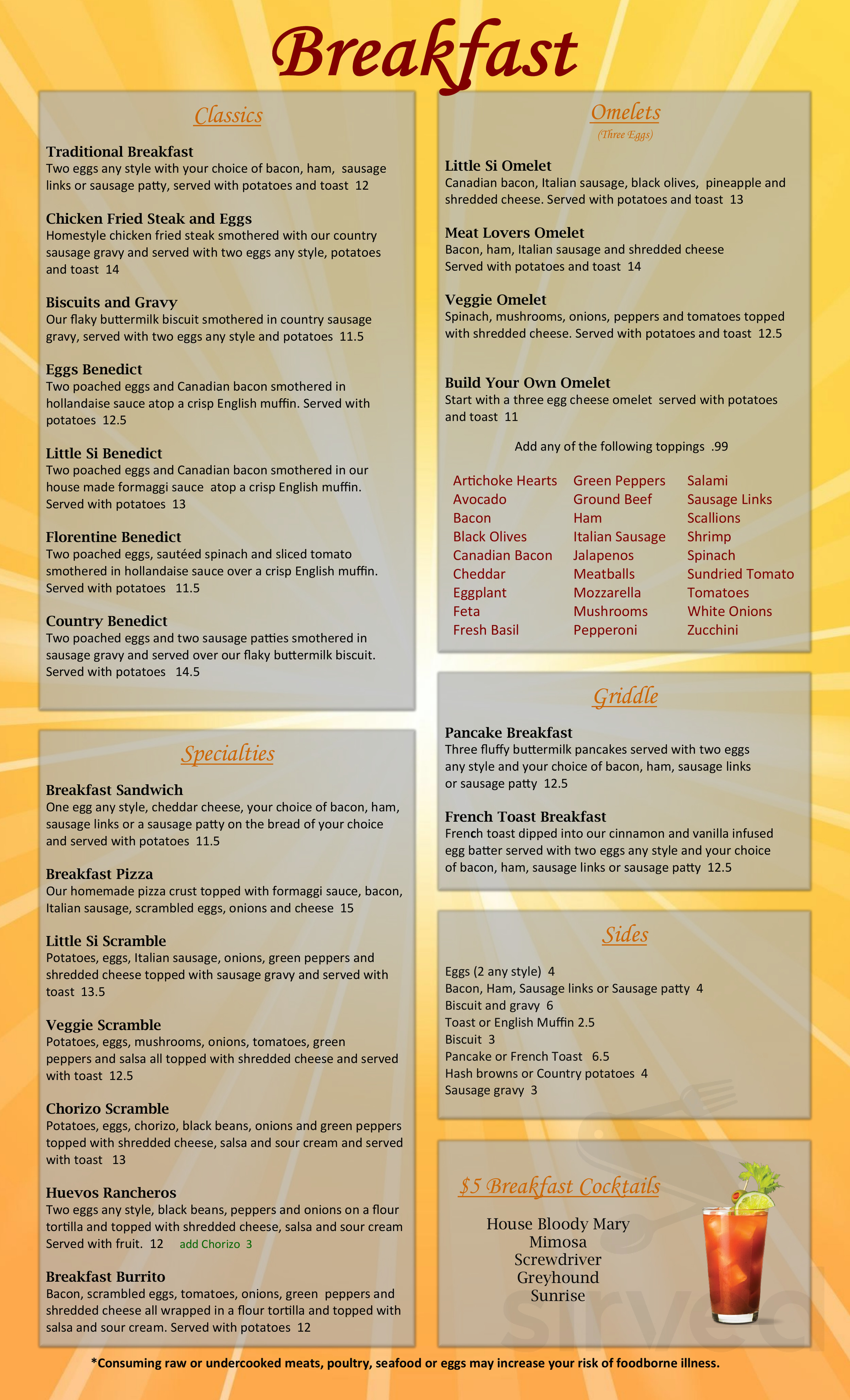 Little Si Restaurant and Lounge menu in North Bend, Washington, USA