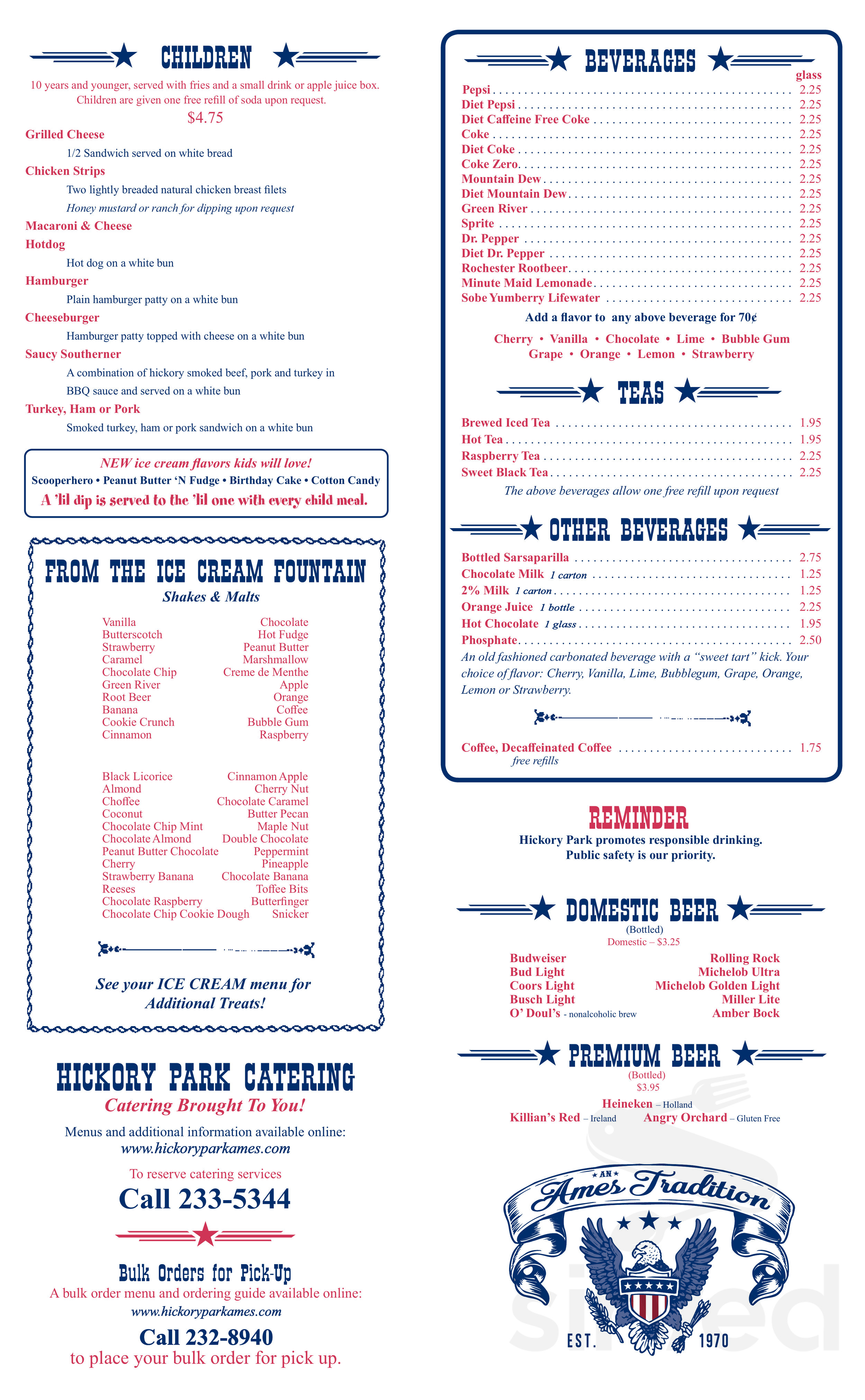 Hickory Park menus in Ames, Iowa, United States