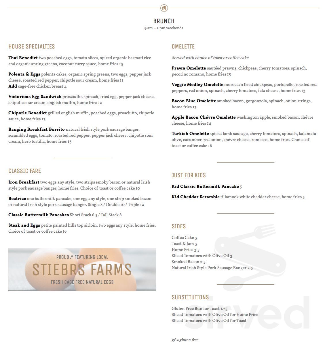 Menu for Iron Rabbit Restaurant & Bar in Olympia, WA | Sirved