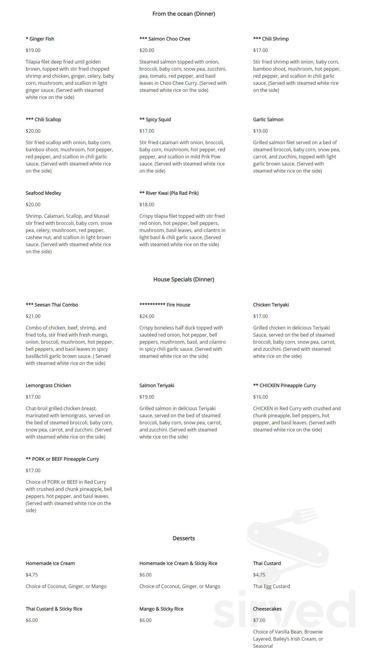 Menu - Painesville OH's Seesan Thai Cuisine & Bubble Tea | Sirved