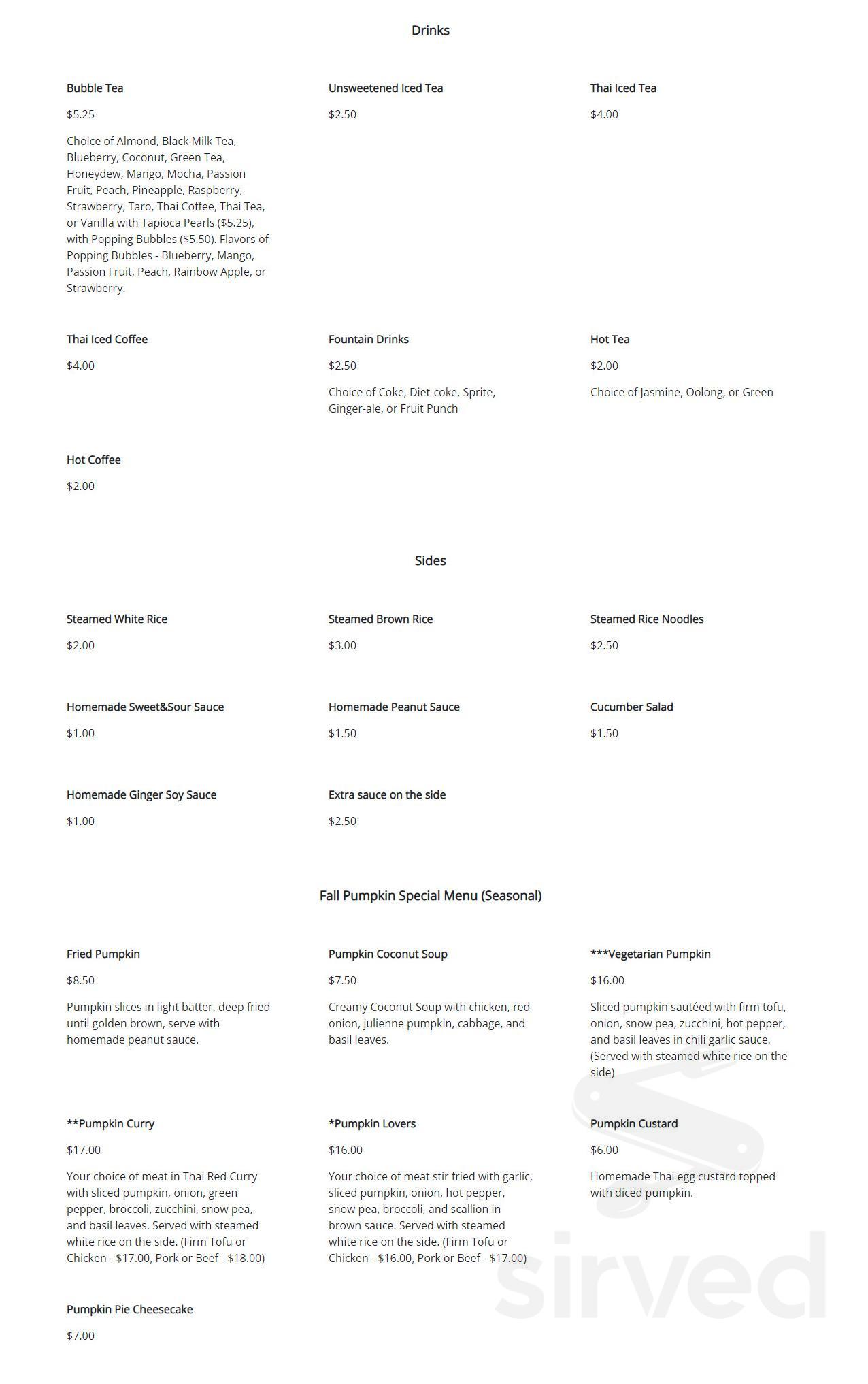 Menu - Painesville OH's Seesan Thai Cuisine & Bubble Tea | Sirved