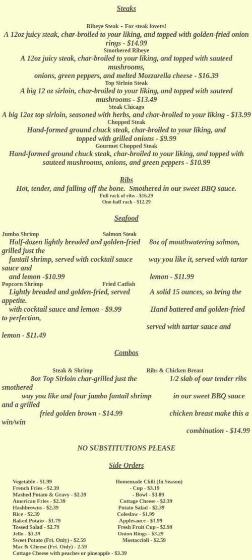 Johnny Pamcakes menu in Rockford, Illinois, USA