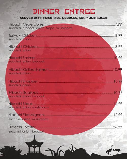 Niobe Japanese Steakhouse menu in Graham, North Carolina, USA