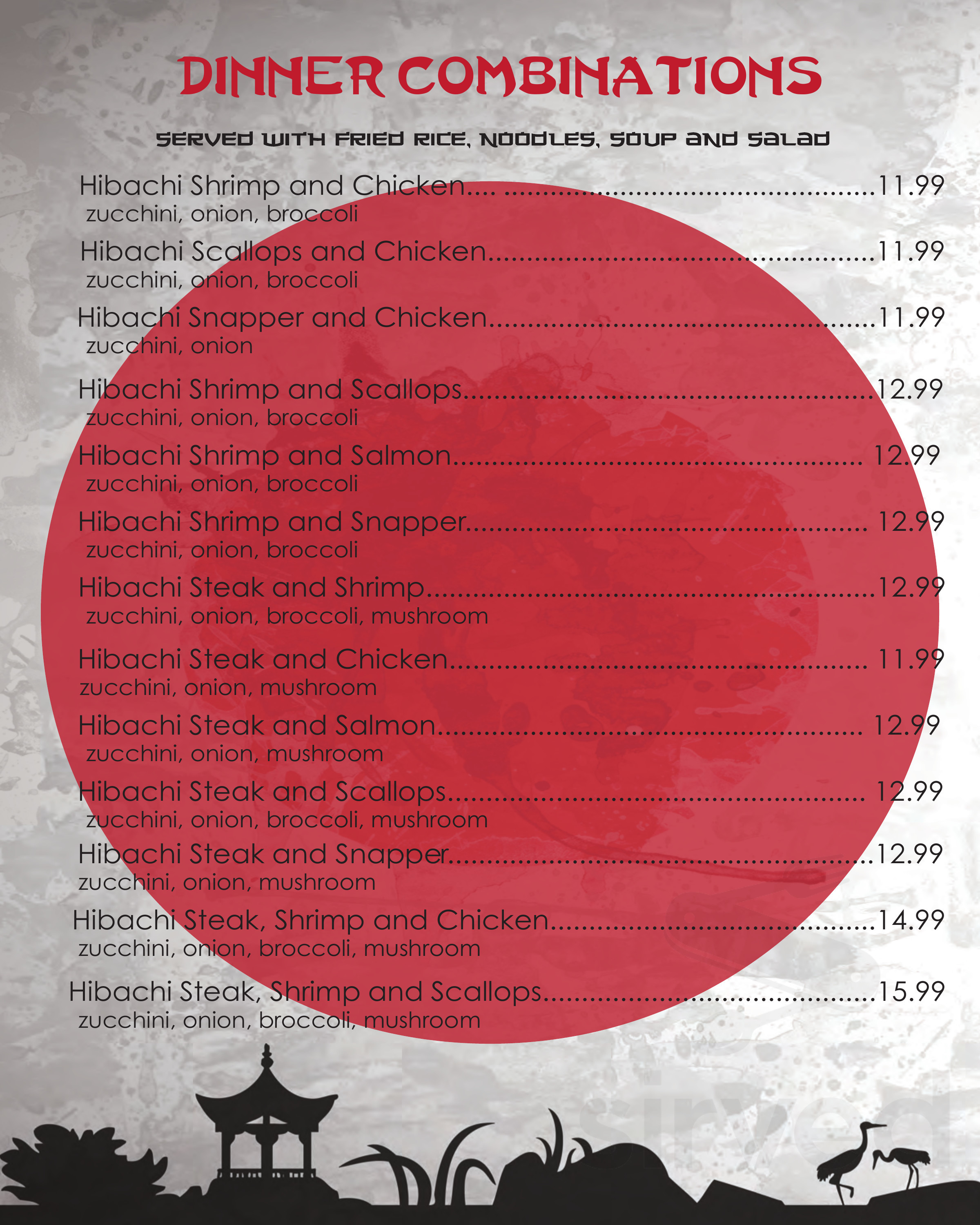 Niobe Japanese Steakhouse menu in Graham, North Carolina, USA