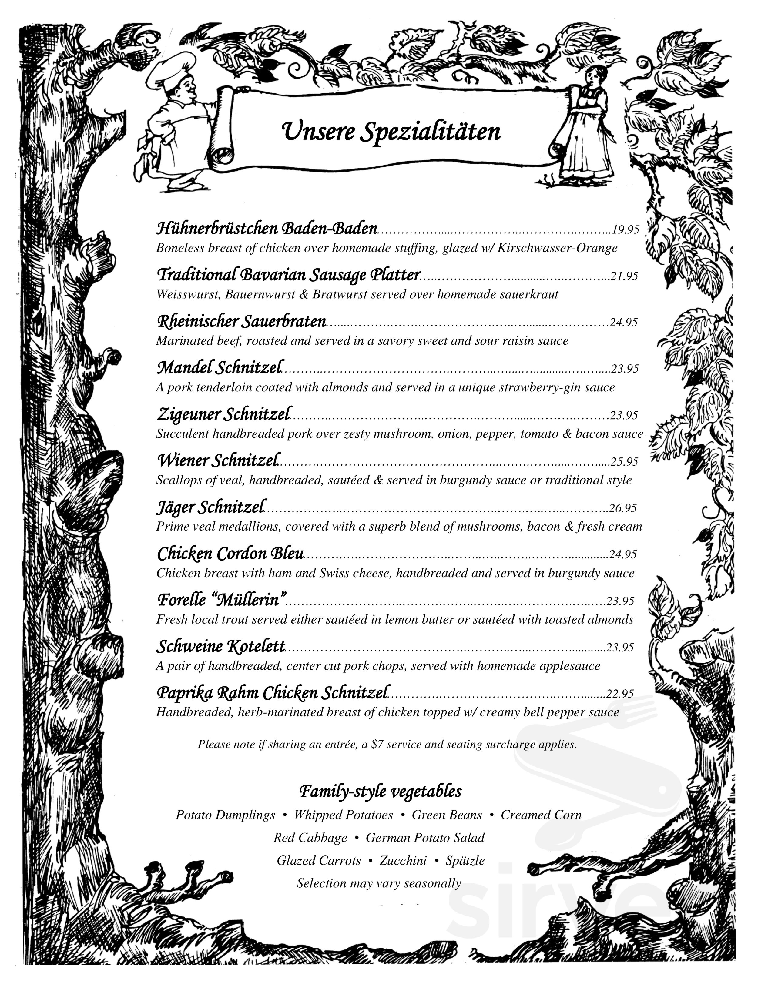 Menu for Bavarian Chef in Madison, VA | Sirved