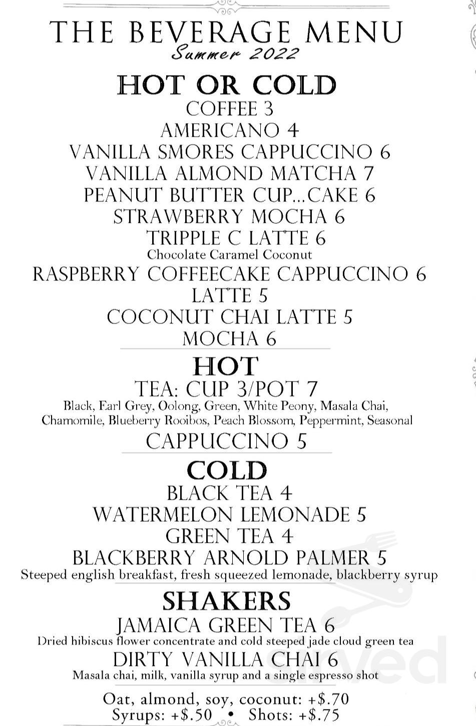 Pekoe & Bean menu in Tinley Park, Illinois, USA