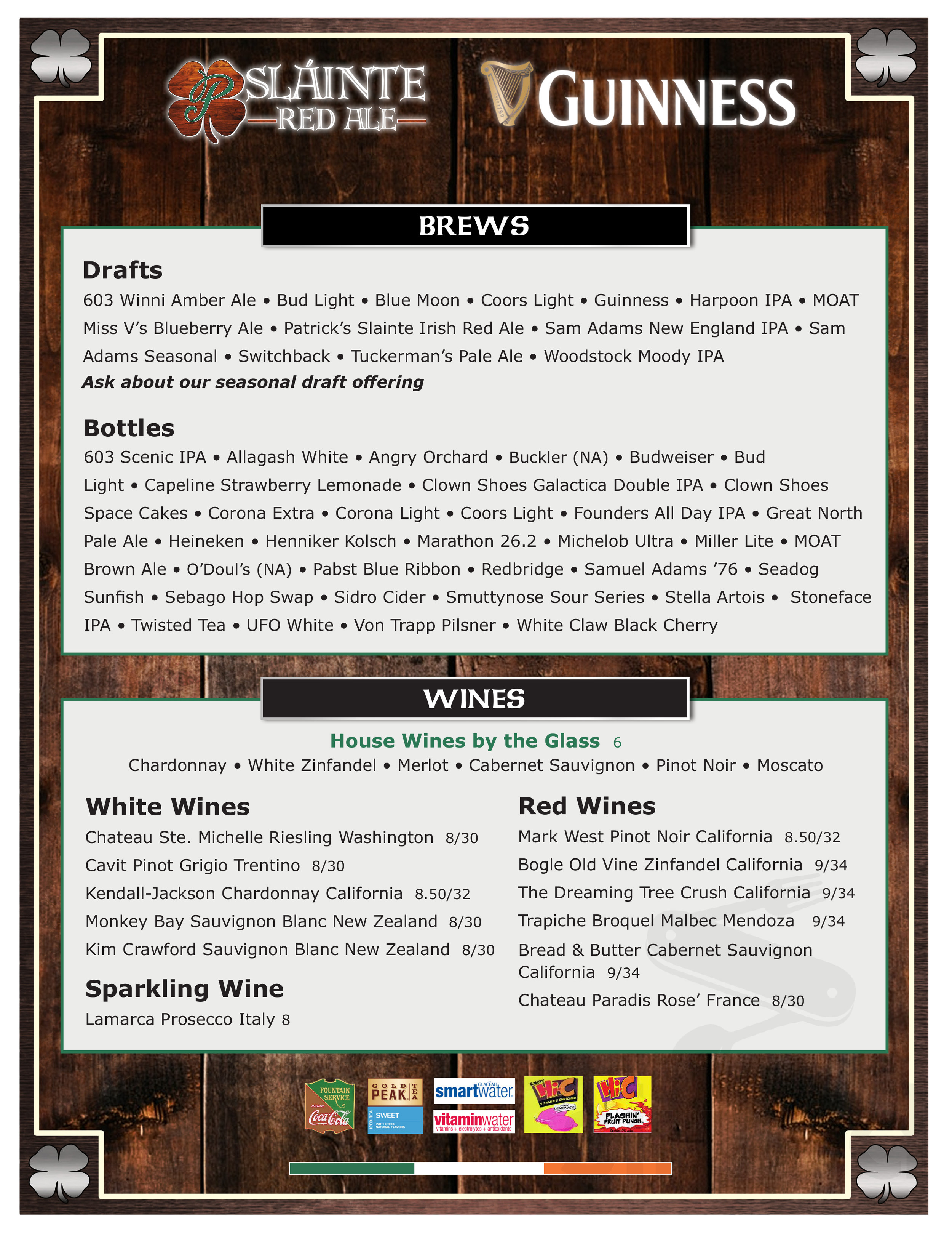 Patrick's Pub & Eatery menus in Gilford, New Hampshire, United States