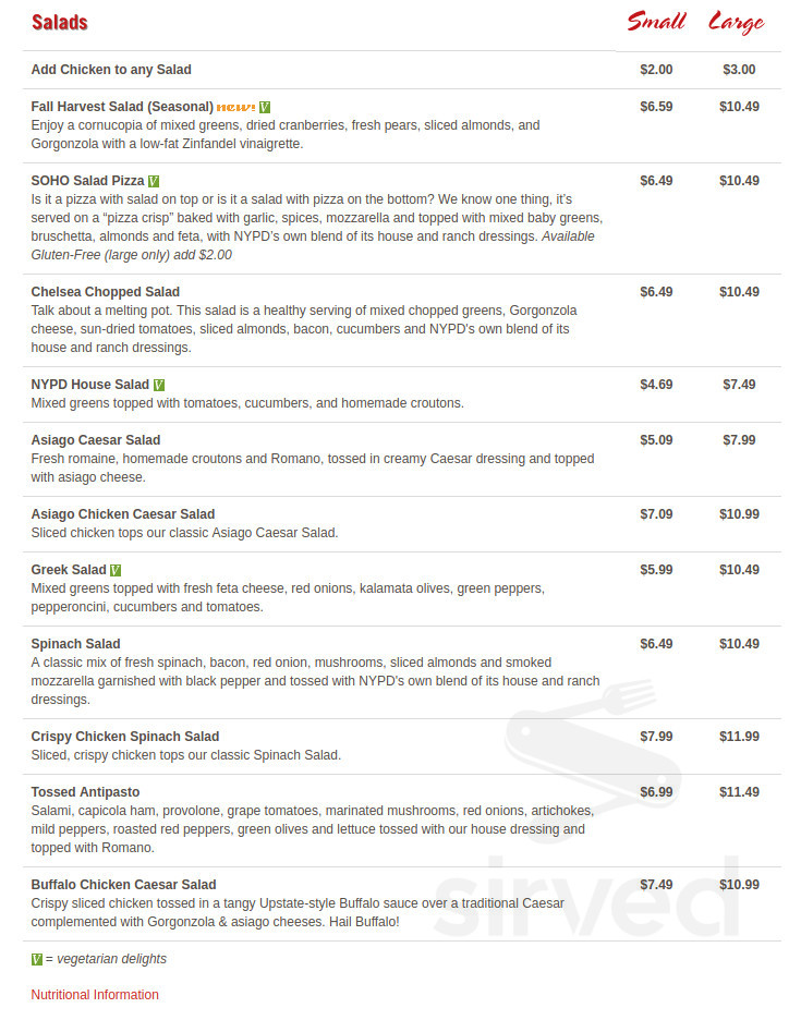 NYPD Pizza menus in Scottsdale, Arizona, United States