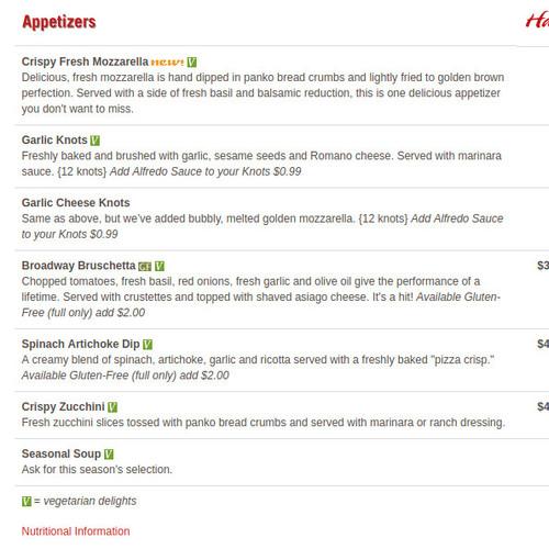 NYPD Pizza menu in Scottsdale, Arizona, USA