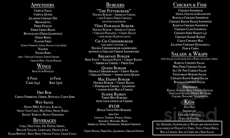 The Pitt menu in Pittsburg, Kansas, USA