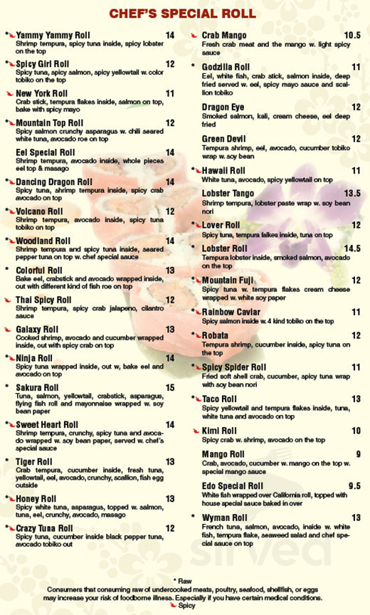Edo Ichi Sushi & Hibachi Steakhouse menu in Wethersfield, Connecticut, USA