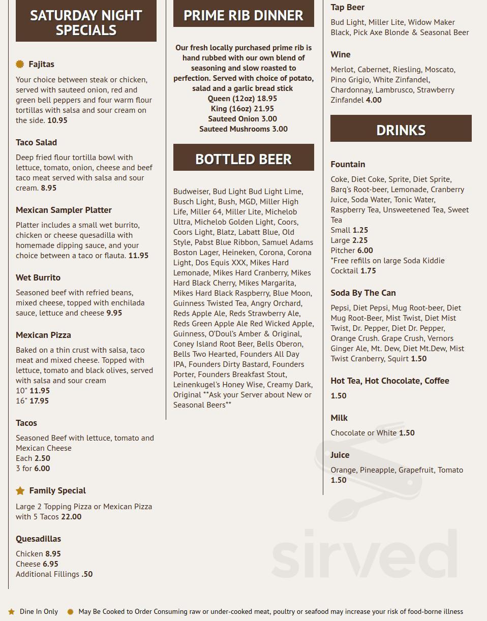 Snipe Lake Pub & Grill menus in Iron River, Michigan, United States