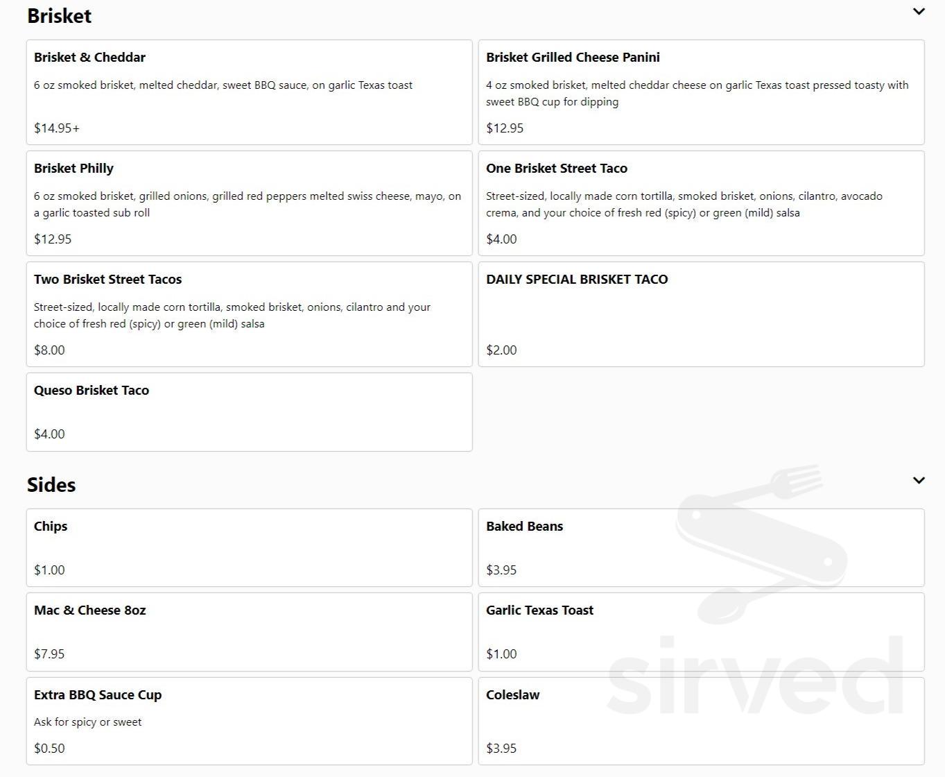 Destination Smokehouse & Eatery menu in Hemet, California, USA