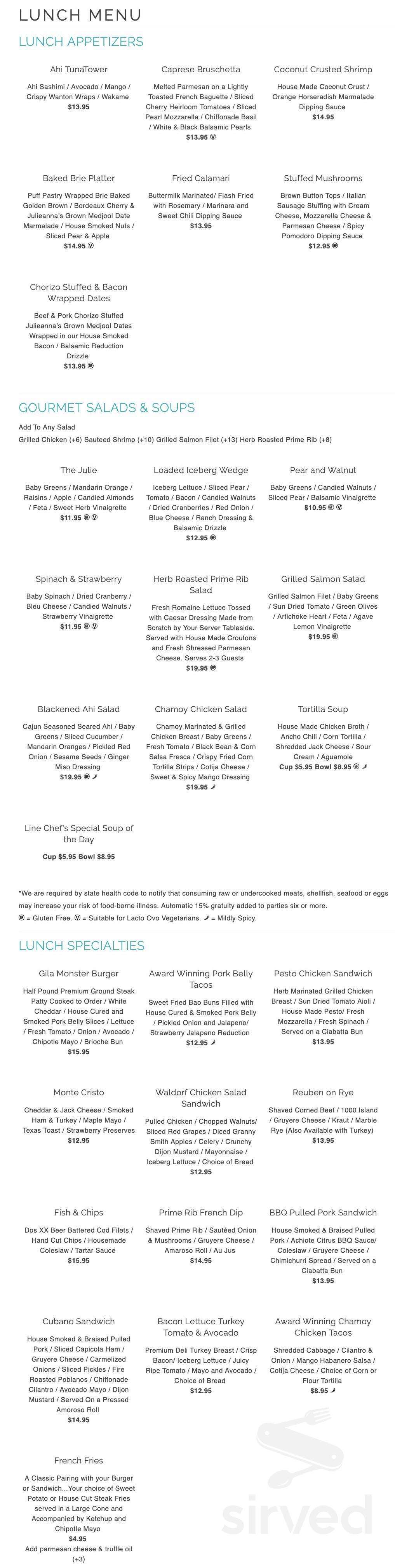 Julieanna's Steak and Seafood by Chef Eddie Guzman menus in Yuma ...