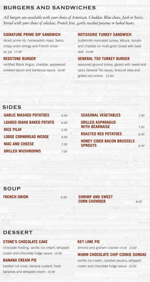 Redstone American Grill menu in Maple Grove, Minnesota, USA
