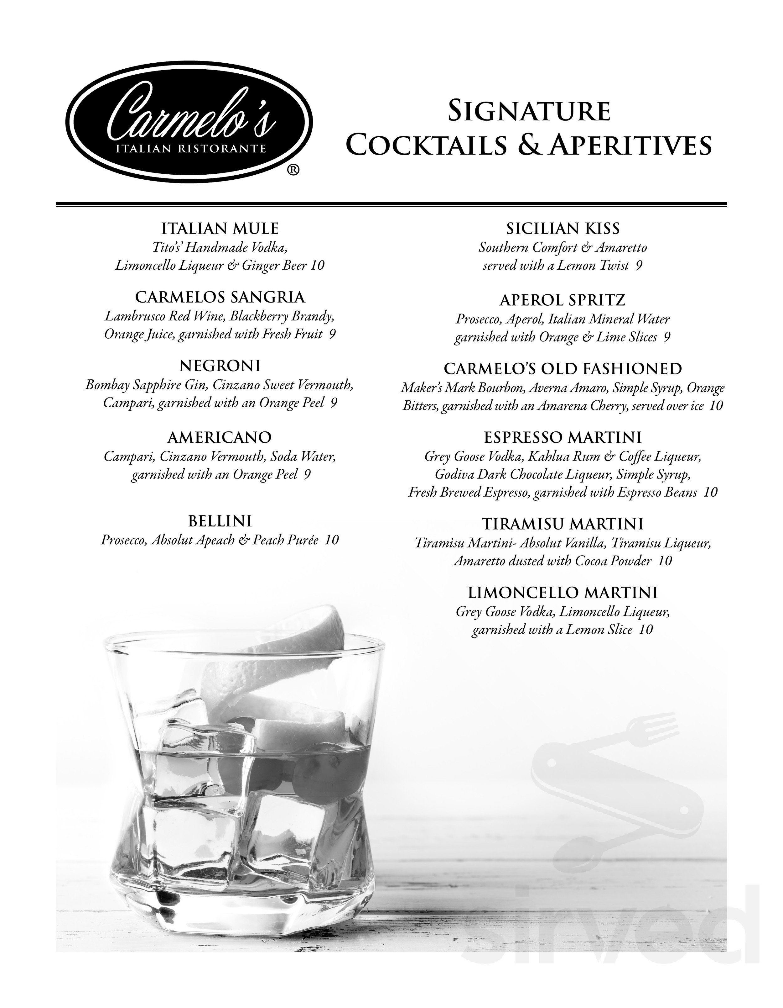 Carmelo's Italian Ristorante menu in Punta Gorda, Florida, USA