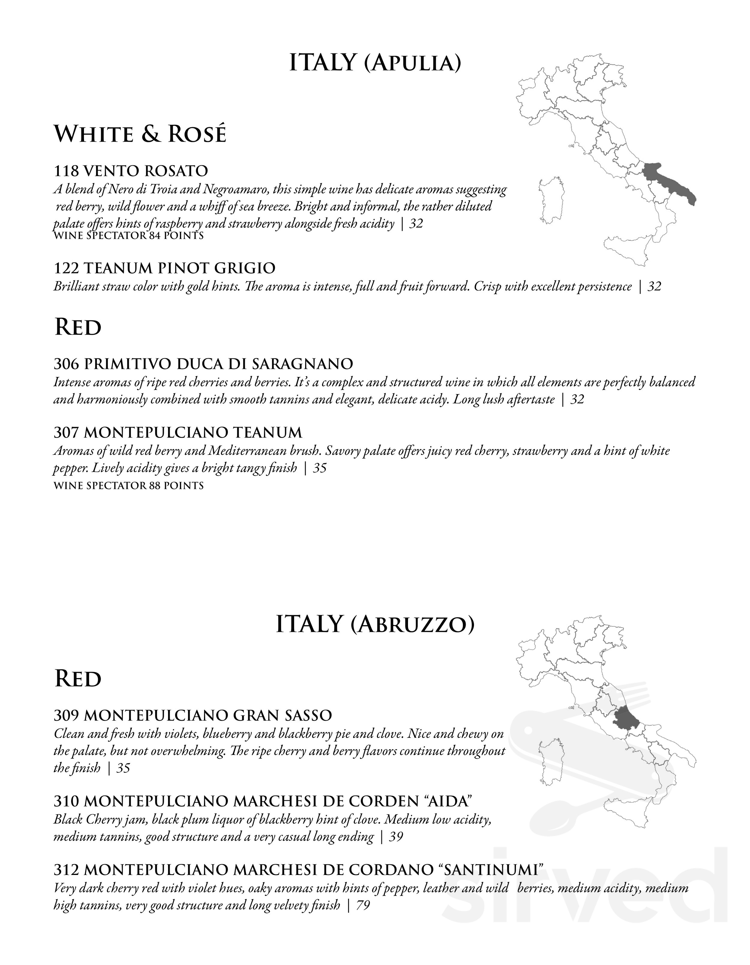 Carmelo's Italian Ristorante menu in Punta Gorda, Florida, USA
