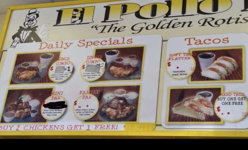 El pollo dorado menu in Compton, California, USA