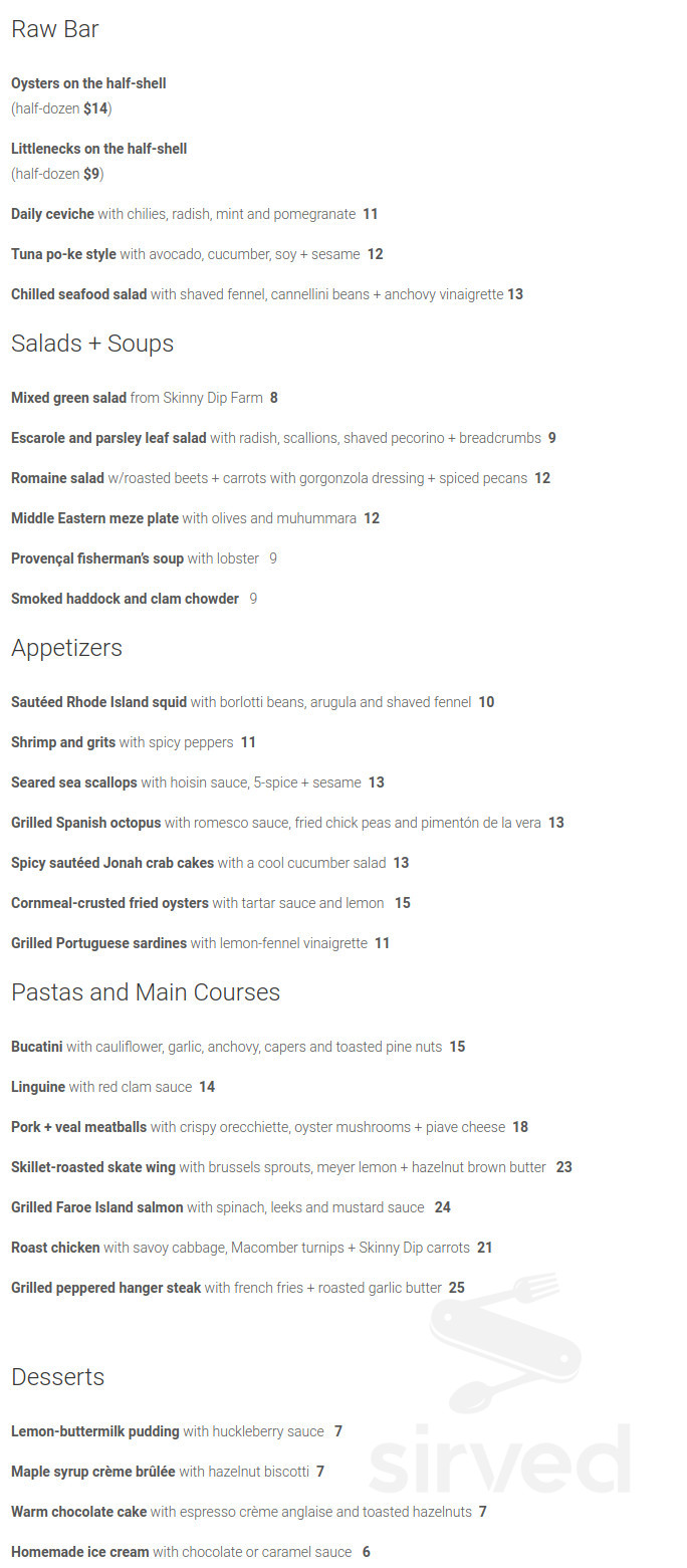 Menu for The Red Dory in Tiverton, RI | Sirved