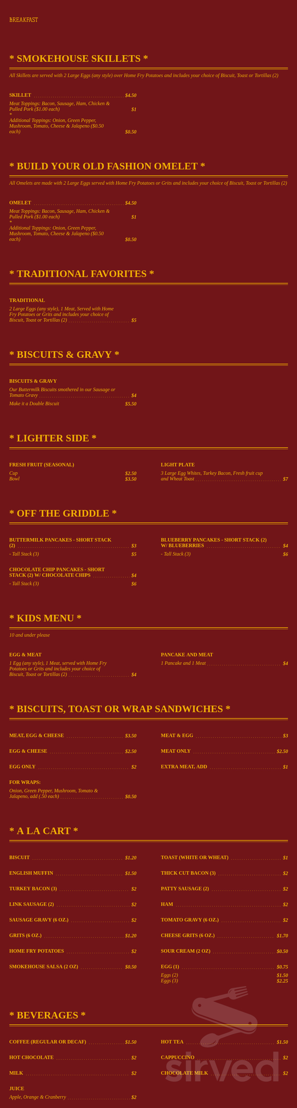 Menu for Hub City Smokehouse & Grill in Crestview, FL | Sirved