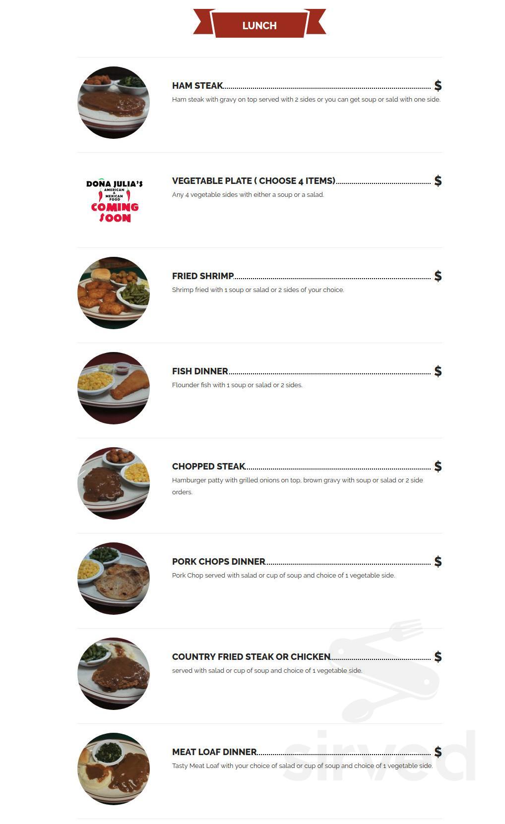 Dona Julia's Mexican Restaurant menu in Lakeland, Florida, USA