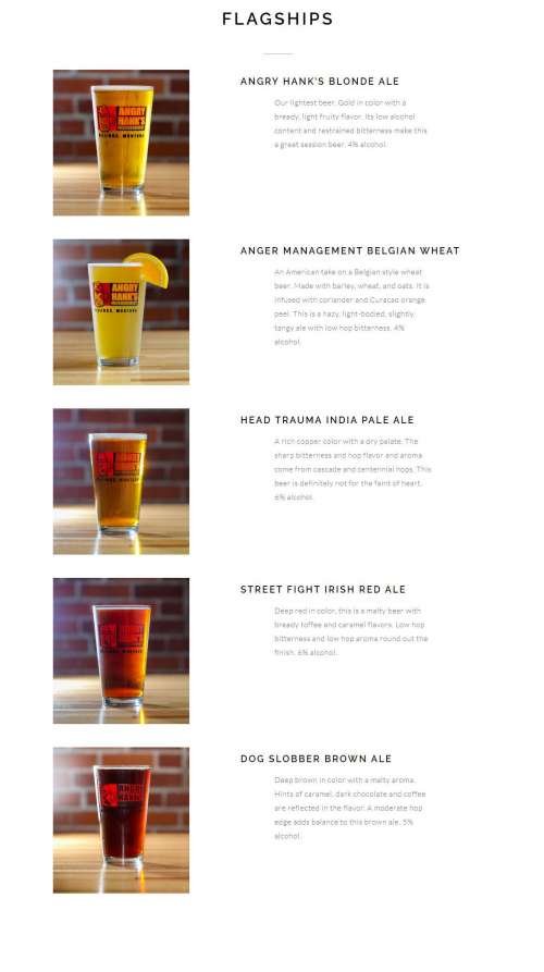 Angry Hank's Microbrewery menu in Billings, Montana, USA