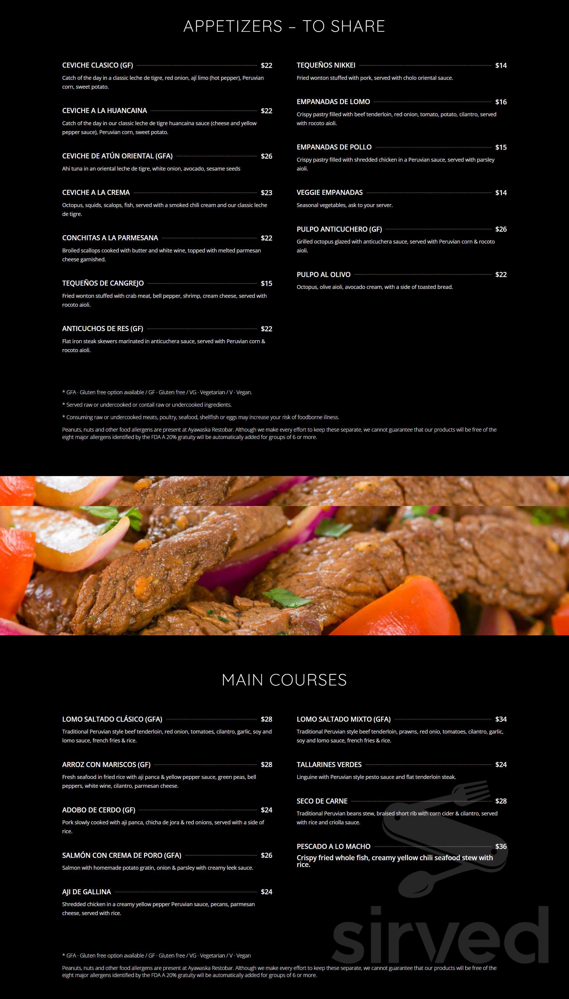 Menu for Ayawaska Hilltop Novato in Novato, CA | Sirved