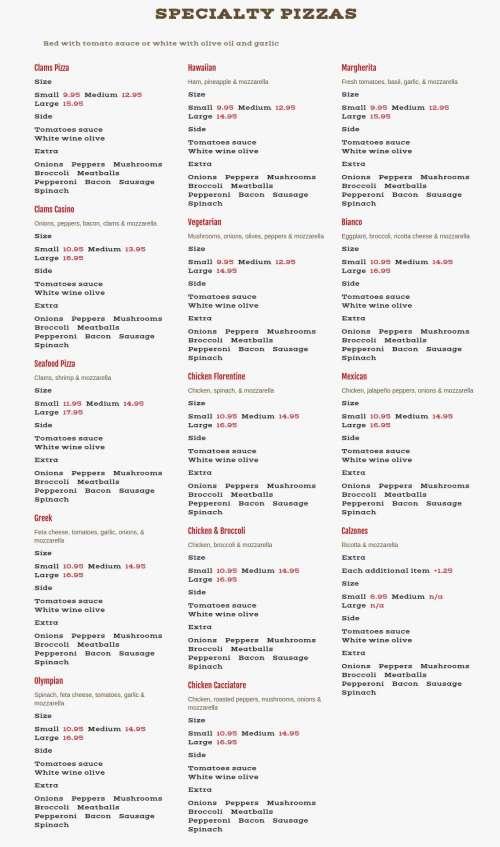 Teddy B's Restaurant menu in Bethany, Connecticut, USA