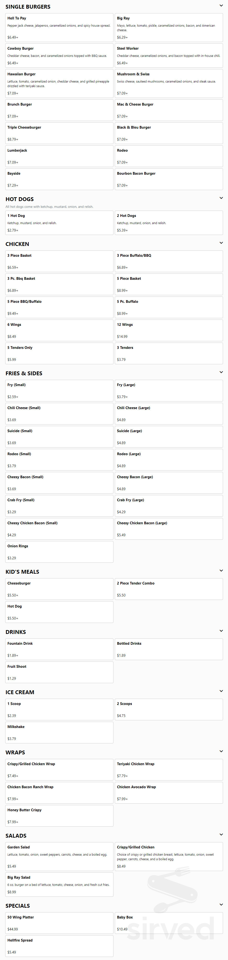 Big Ray's Burgers & Dogs menus in Camp Hill, Pennsylvania, United States