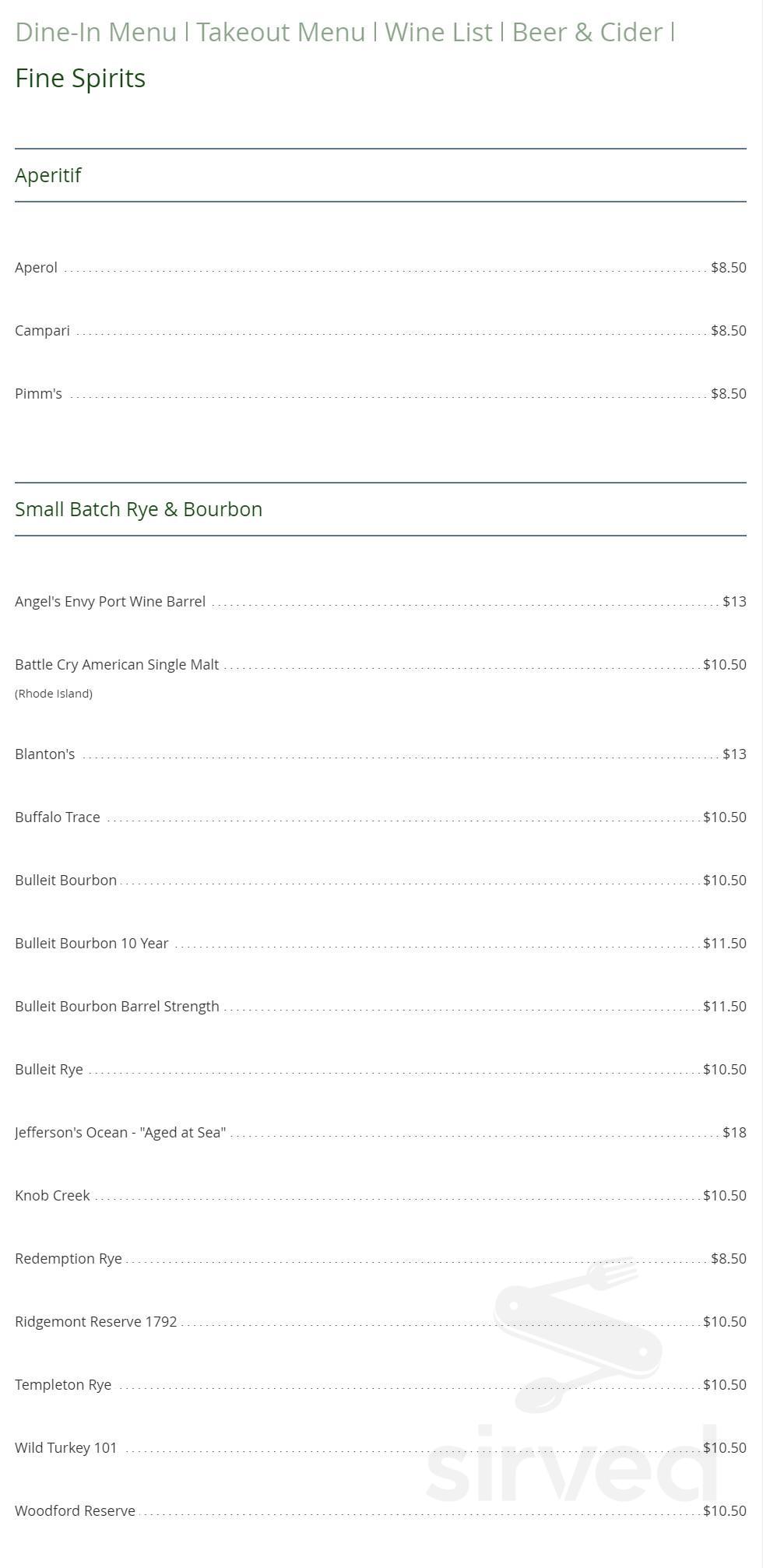 S S Dion menu in Bristol, Rhode Island, USA