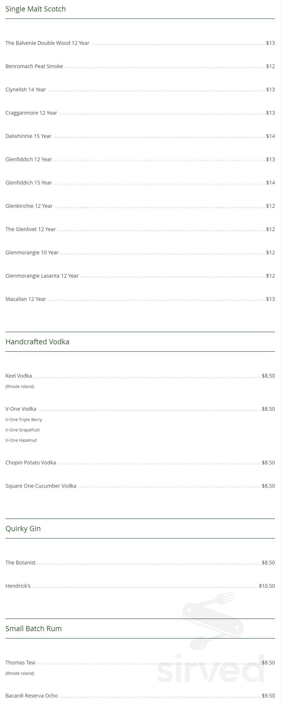 S S Dion menu in Bristol, Rhode Island, USA