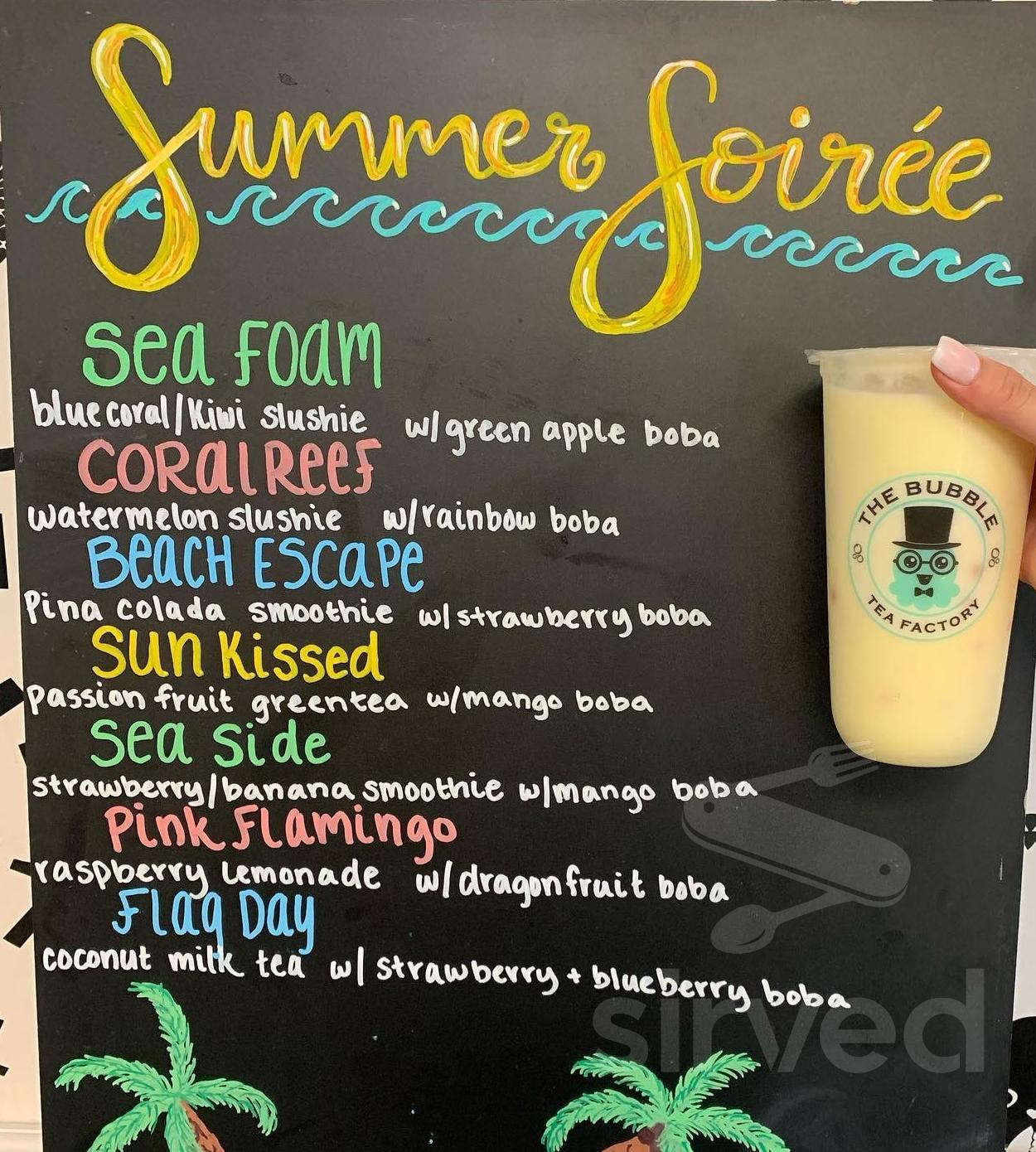 The Bubble Tea Factory menu in Boerne, Texas, USA