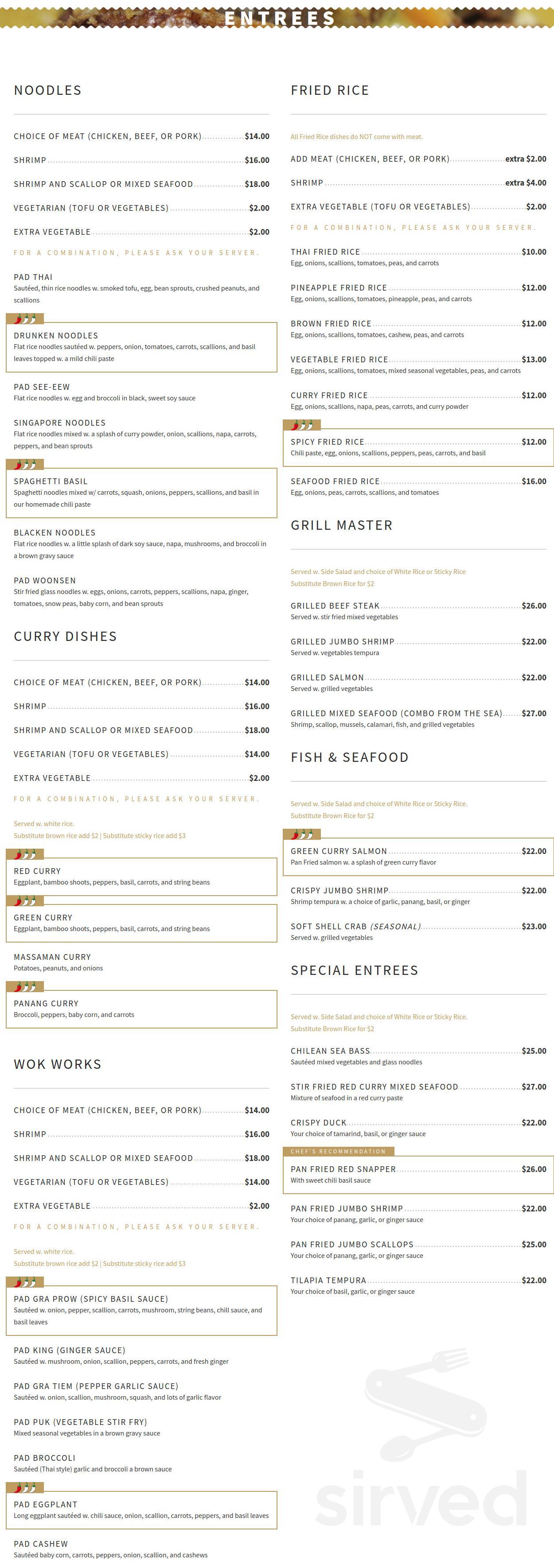 Menu - Warwick NY's Warwick Thai | Sirved